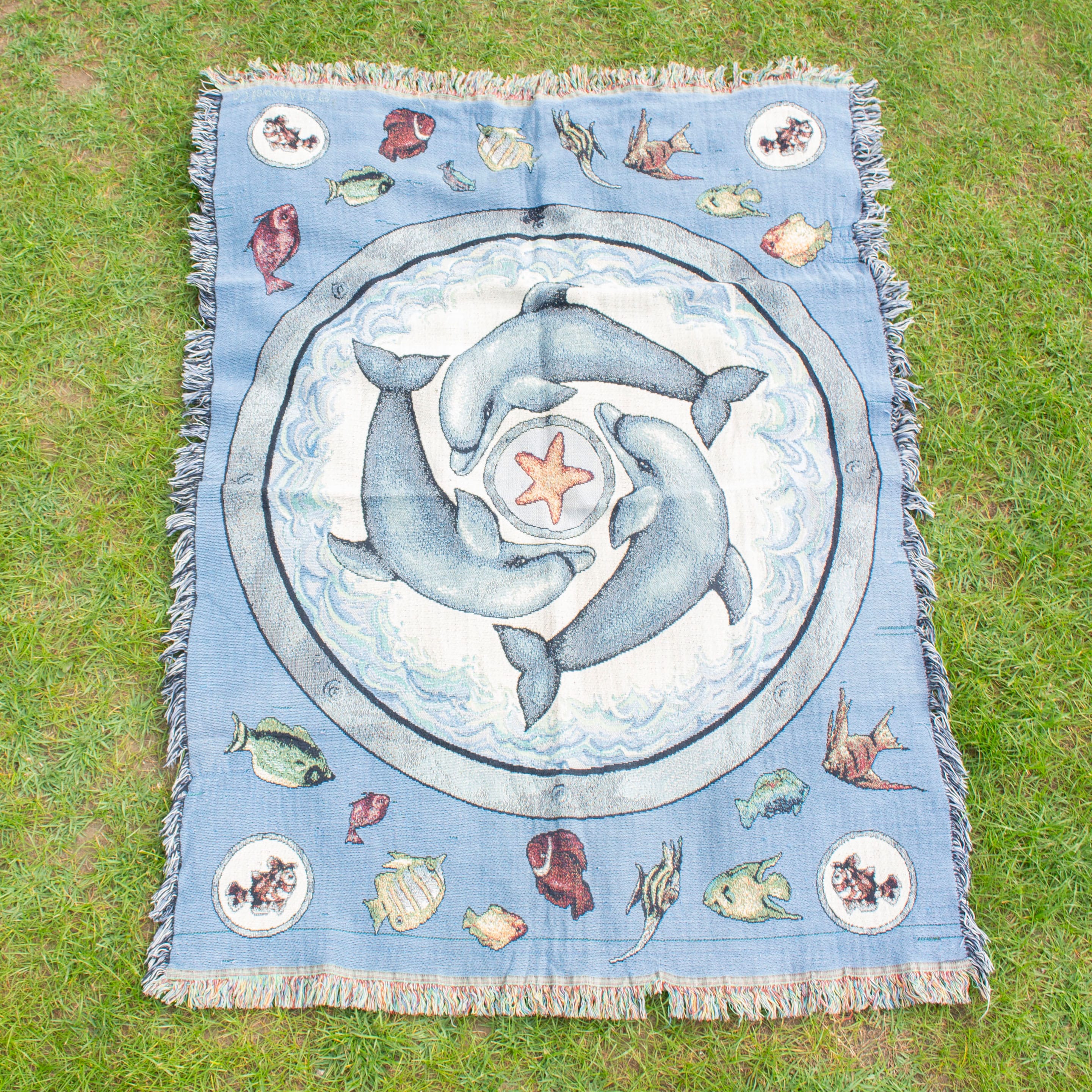 Cotton "Dolphins and Sea Creatures" Blanket – FRAT STORE